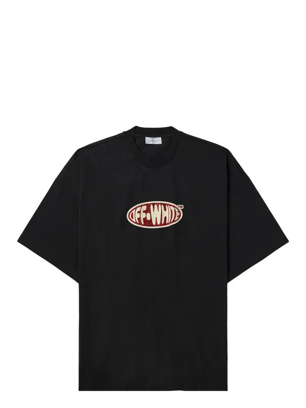 Off-White Crystal Round Logo Short-sleeve T-shirt - Black