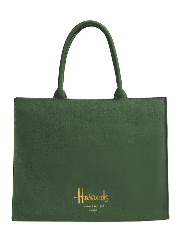 Harrods Large Cotton Logo Tote - Green