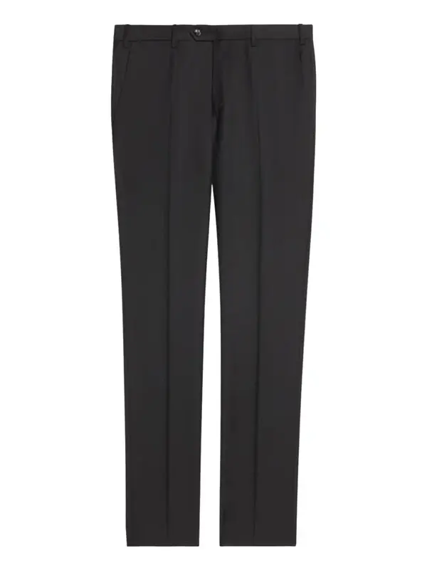 Giorgio Armani Flat-front Wool Trousers - Black