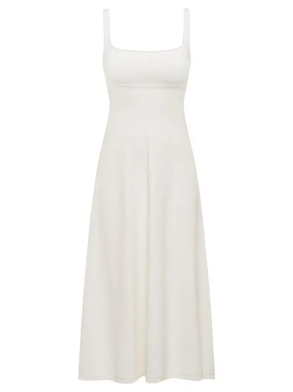 Scanlan Theodore Crepe Knit Square Neck Dress - Cream