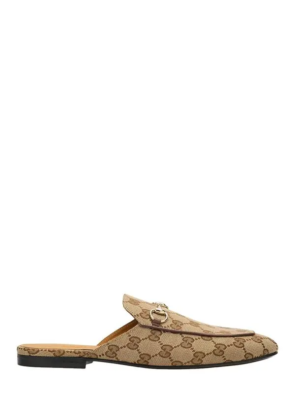 Gucci Princetown Gg Canvas Loafer Mules - Beige/ebony