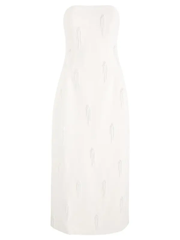 Oddmuse Embellished Strapless Midi Dress - White