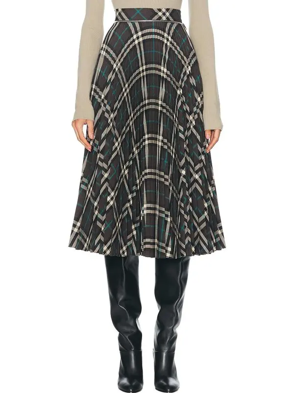 Burberry Pleated Midi Skirt - Snug Ip Check