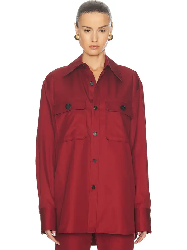 Saint Laurent Button Up Top - Rouge Fonce