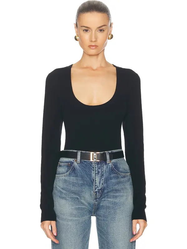 Saint Laurent Scoop Neck Sweater - Noir