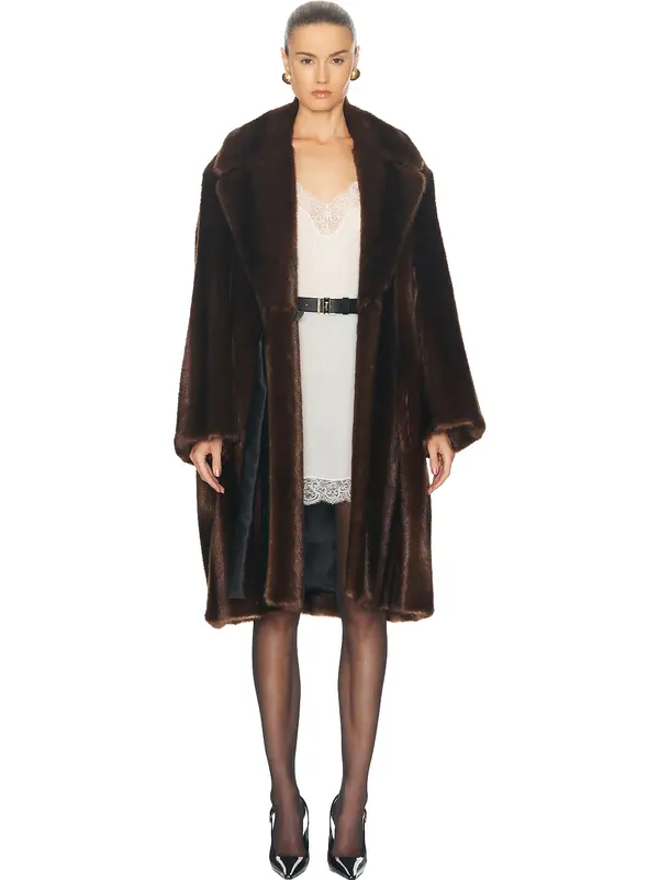 Saint Laurent Faux Fur Coat - Marron Clair & Marron