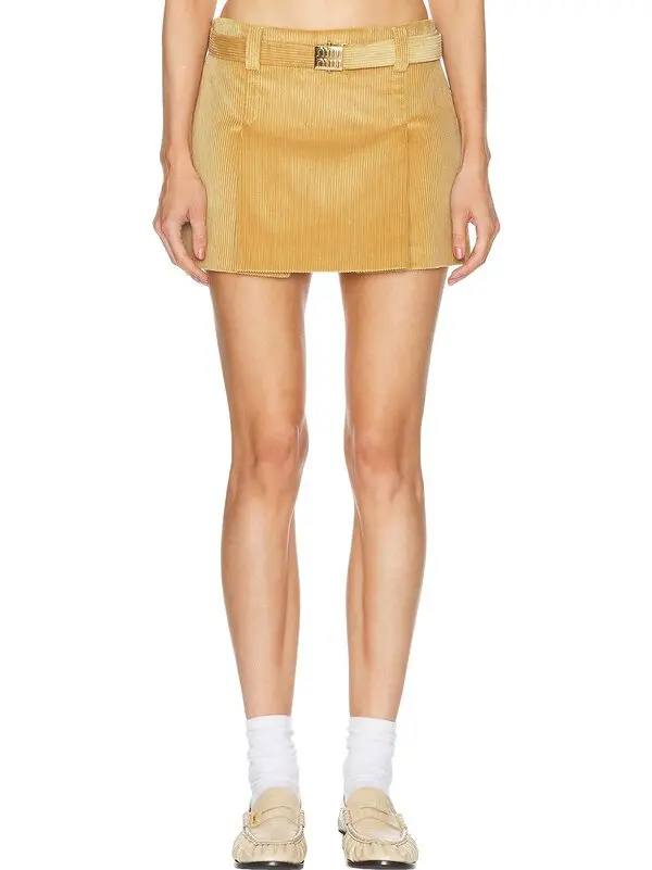 Miu Miu Ribbed Velvet Mini Skirt - Honey