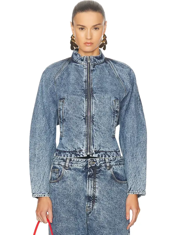 Alaïa Round Denim Jacket - Bleu Neige