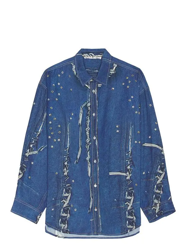 Acne Studios Long Sleeve Shirt In Blue - Navy Multi
