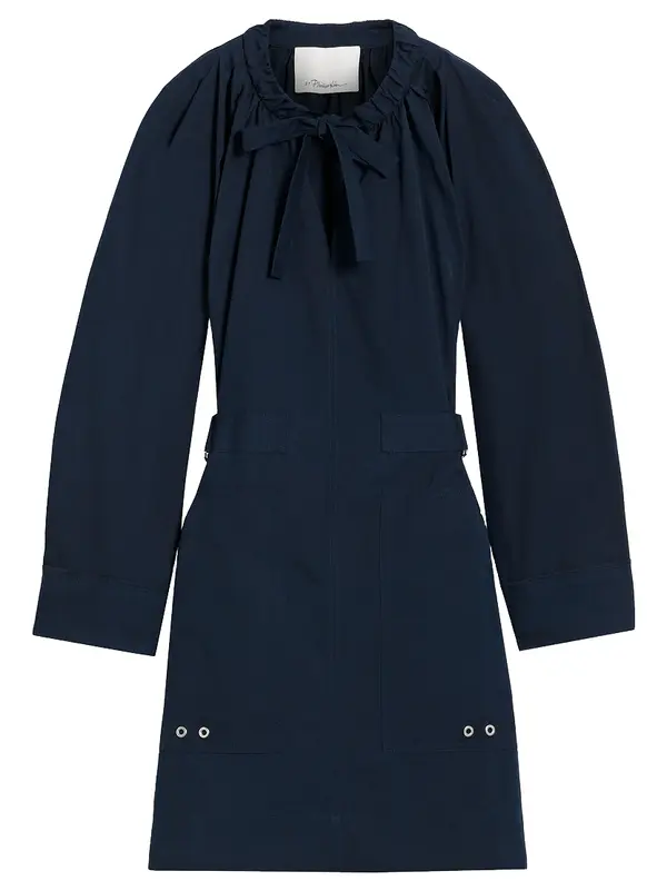 3.1 Phillip Lim Belted Cotton Oxford Mini Dress - Navy