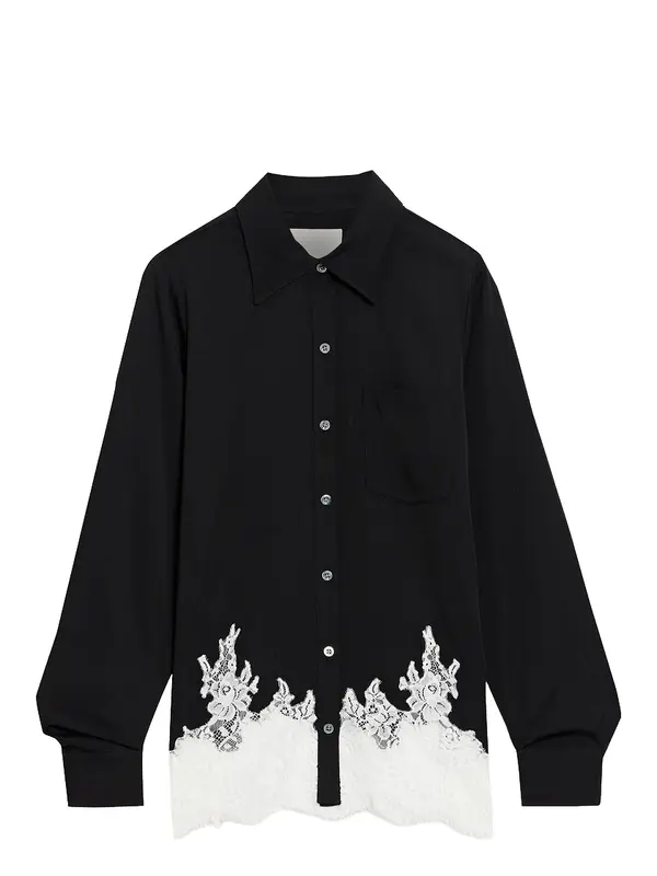 3.1 Phillip Lim Lace-trimmed Crepe Shirt - Black