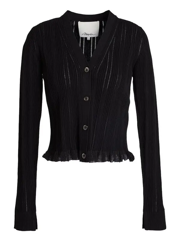 3.1 Phillip Lim Ribbed Cotton-blend Cardigan - Black