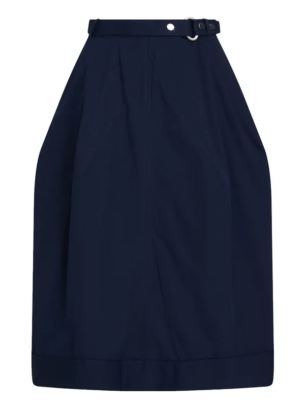 3.1 Phillip Lim Cotton Oxford Midi Skirt - Navy