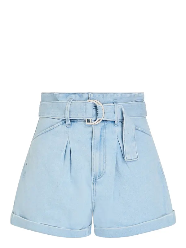 Paige Carly Belted Denim Shorts - Light Denim