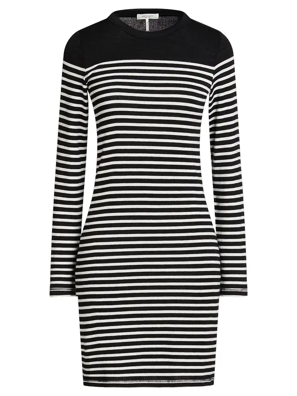 Rag & Bone Striped Stretch-jersey Mini Dress - Black