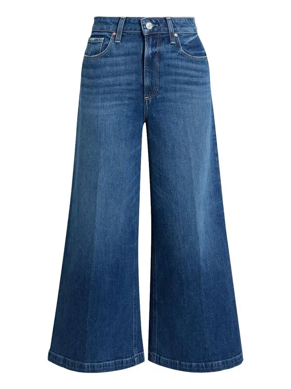 Paige Frankie Cropped Wide-leg Jeans - Mid Denim