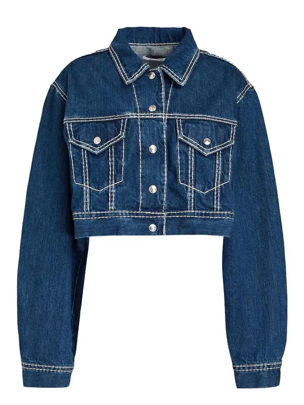 RE/DONE Cropped Denim Trucker Jacket - Dark Denim