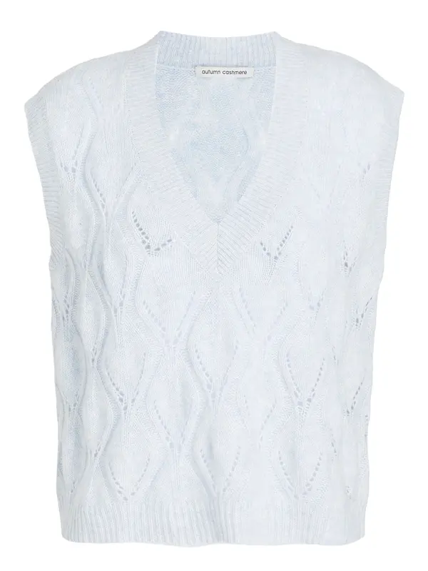 Autumn Cashmere Pointelle-knit Cashmere Vest - Light Blue