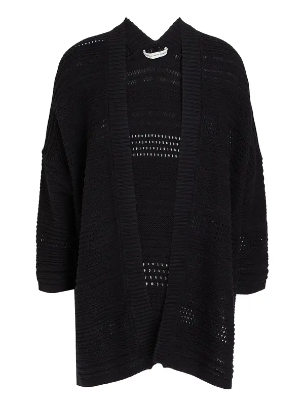 Autumn Cashmere Pointelle-knit Cotton Cardigan - Black