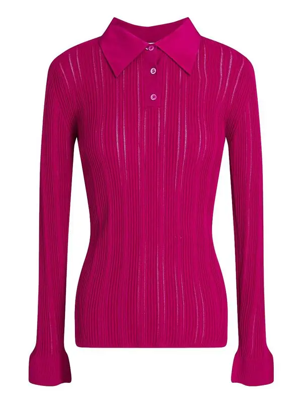 3.1 Phillip Lim Ribbed Cotton-blend Polo Shirt - Magenta