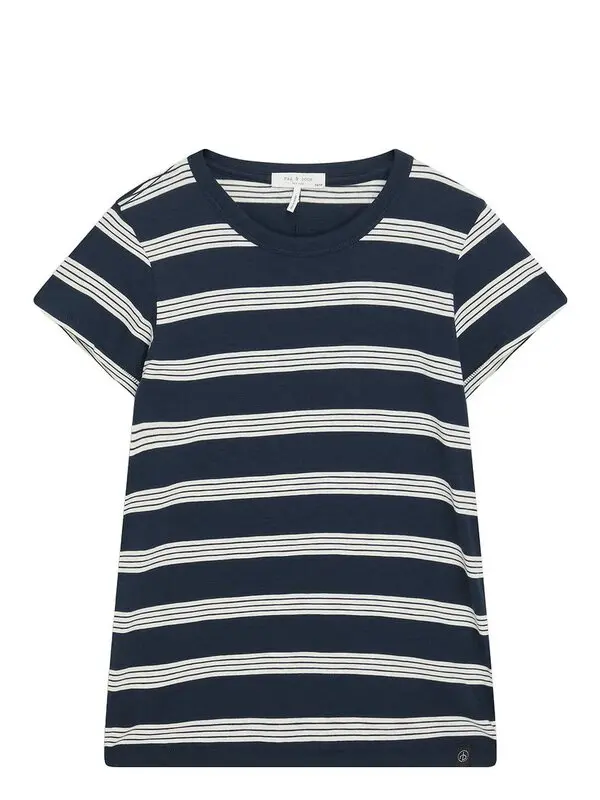 Rag & Bone Striped Pima Cotton-jersey T-shirt - Navy