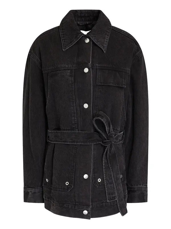 3.1 Phillip Lim Eyelet-embellished Belted Denim Jacket - Black