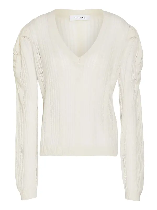 FRAME Pointelle-knit Cashmere Sweater - Ivory