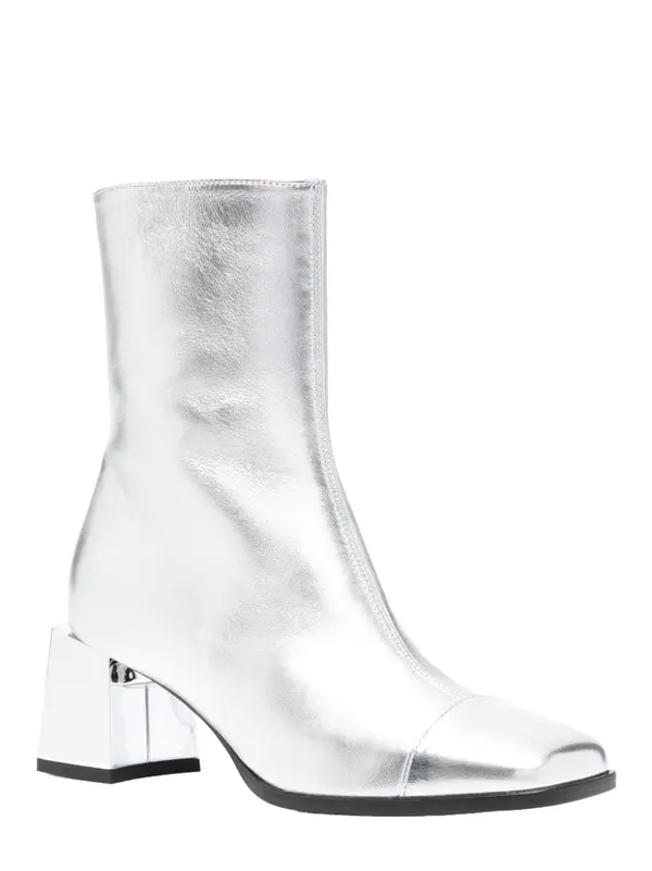 CAREL 60mm Leather Ankle Boots - Silver