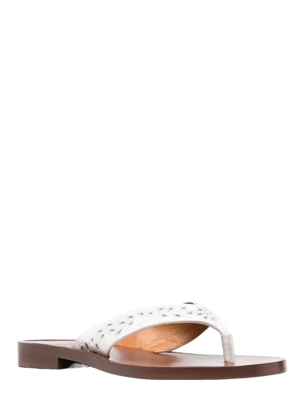Chloé Floral-embroidery Flat Flip Flops - White