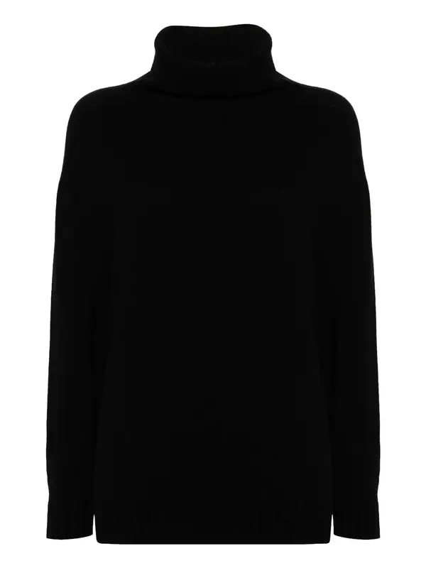 Eric Bompard Hammer-sleeve Round-neck Sweater - Black