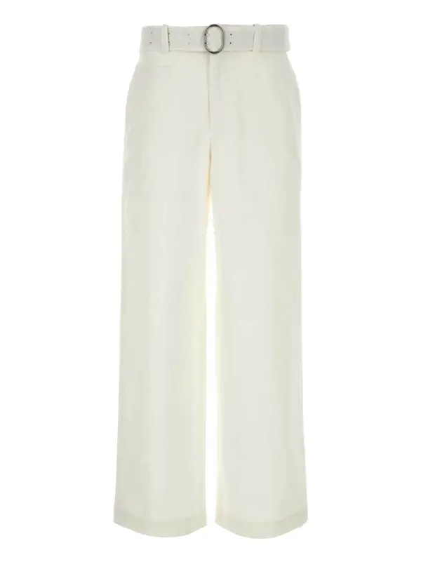 JIL SANDER Belted-waist Wide-leg Trousers - White