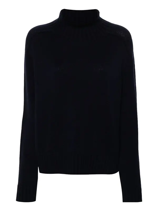 Eric Bompard Hammer-sleeve High-neck Sweater - Blue