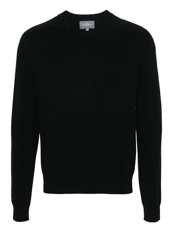 Eric Bompard Hammered V-neck Sweater - Black