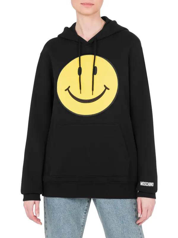Moschino Smiley Cotton Hoodie - Black