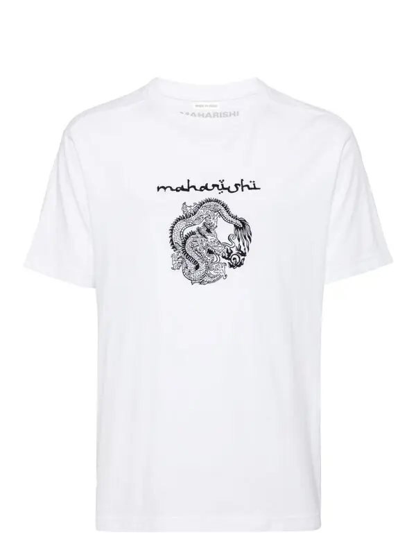 MAHARISHI Thar Dragon-embroidered T-shirt - White