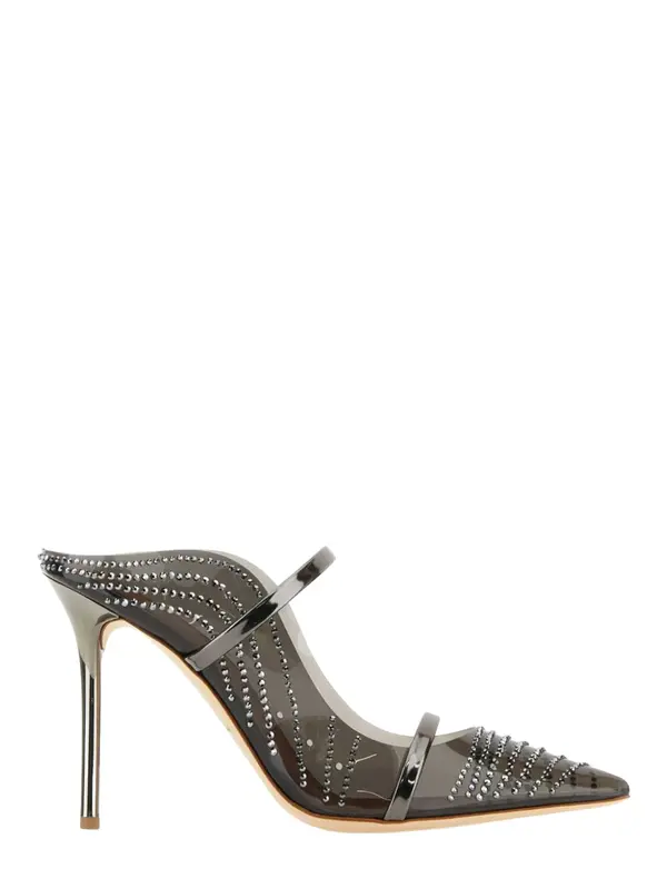 MALONE SOULIERS 100mm Maureen Embellished Leather Mules - Grey