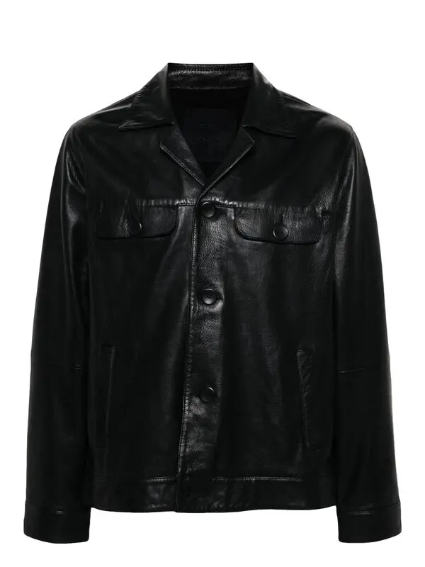FREI-MUT Long-sleeved Leather Jacket - Black