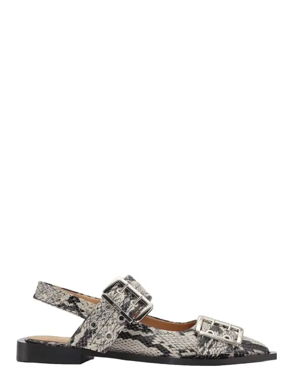 GANNI Snake-print Ballerina Flats - Neutrals