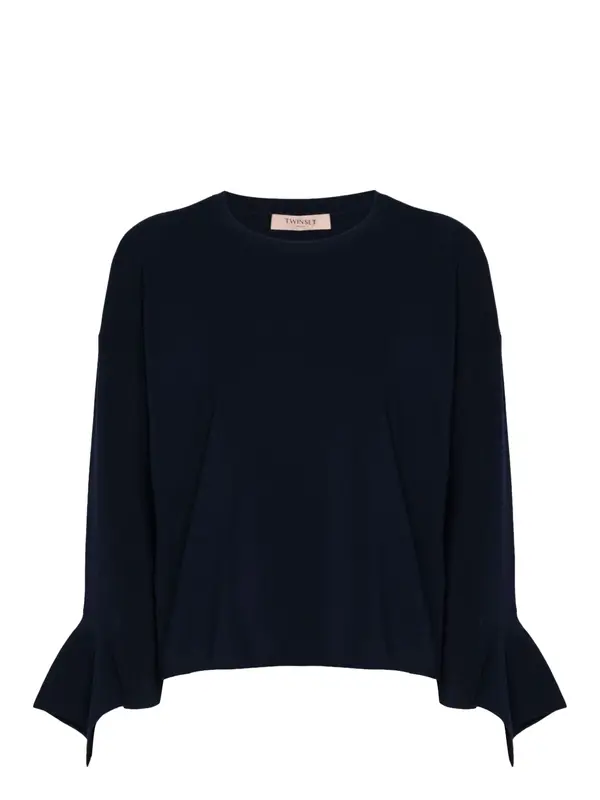 TWINSET Ruffled Crew-neck Sweater - Blue