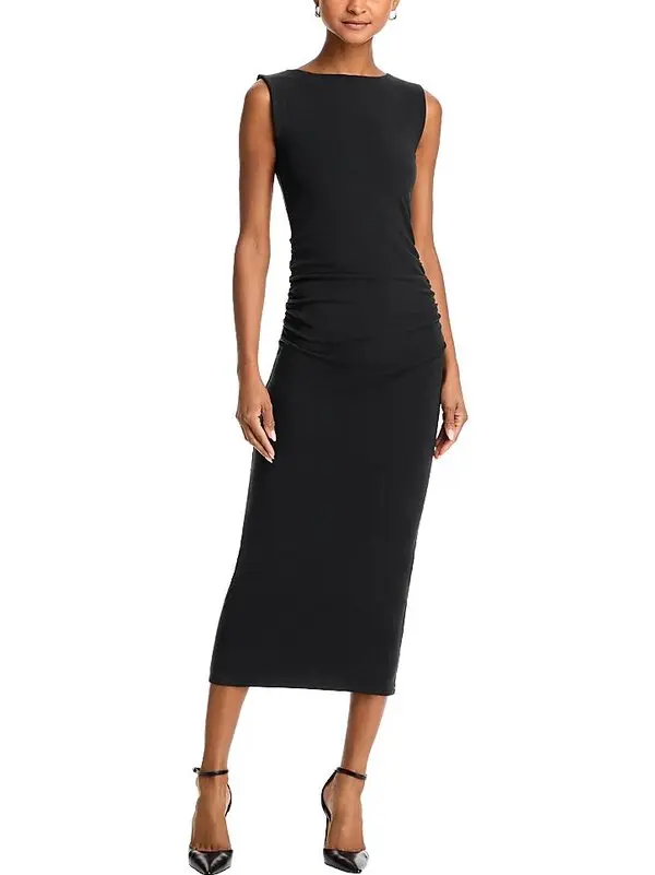 Veronica Beard Charissa Ruched Midi Dress - Black