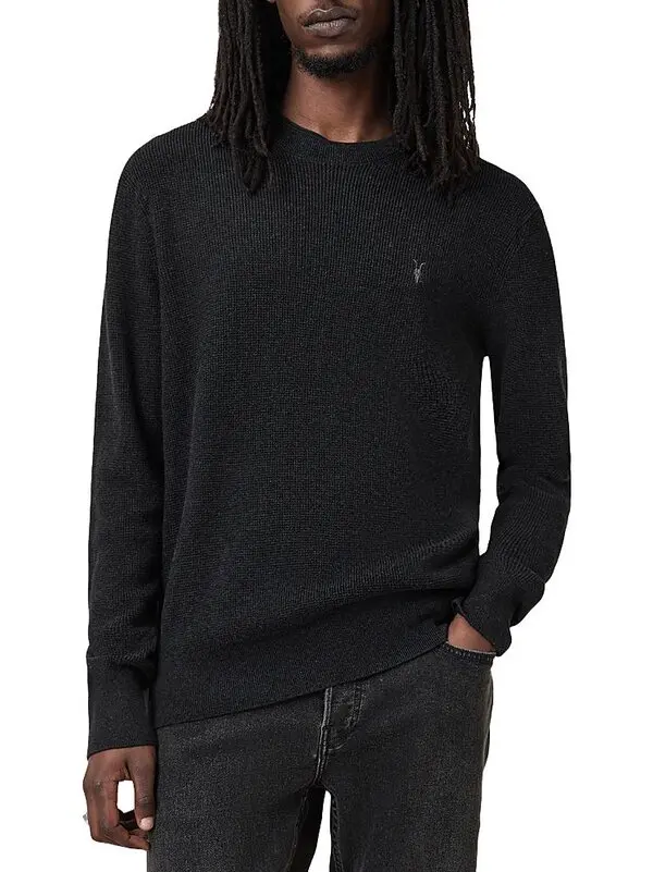 ALLSAINTS Crewneck Waffle Sweater - Cinder Black