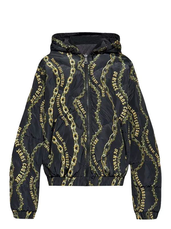 Versace Reversible Chain-print Hooded Jacket - Black