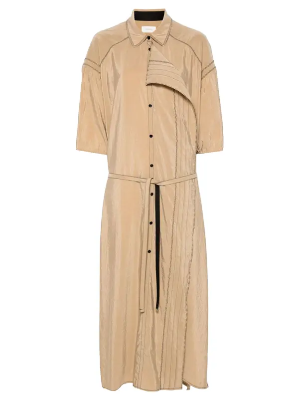 LEMAIRE Embroidered Asymmetrical Shirt Dress - Brown