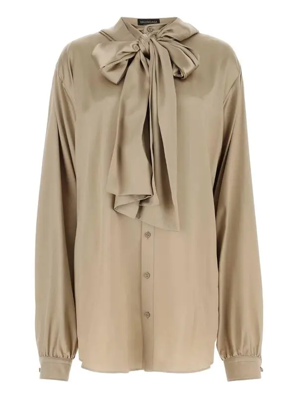 Balenciaga Satin Hooded Shirt - Neutrals