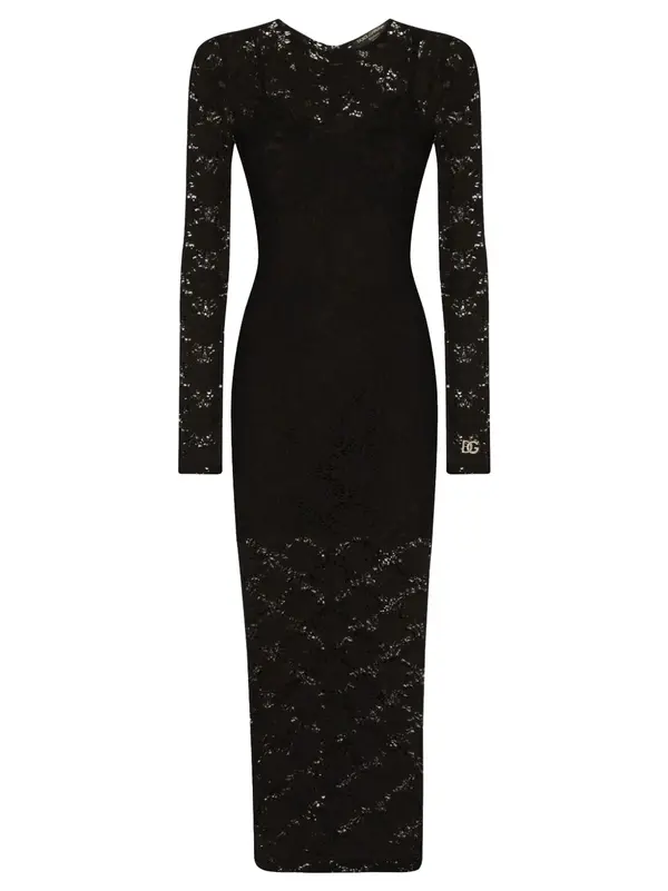 Dolce & Gabbana Lace-panel Midi Dress - Black