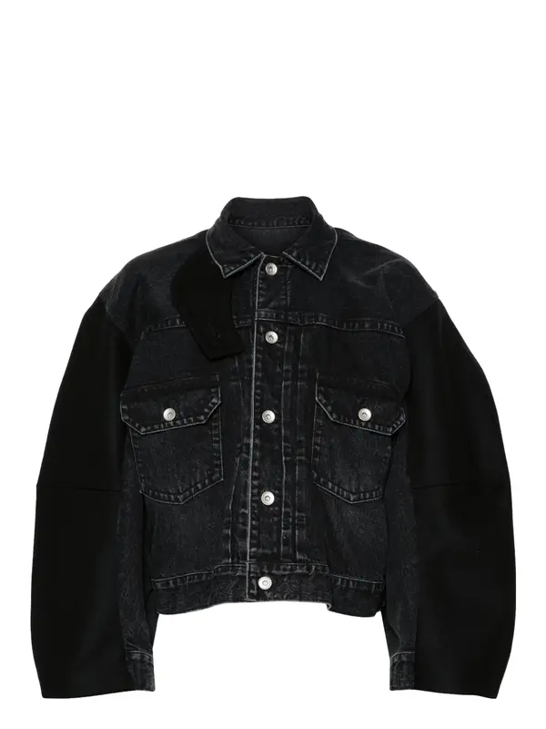 Sacai Panelled Denim Jacket - Black