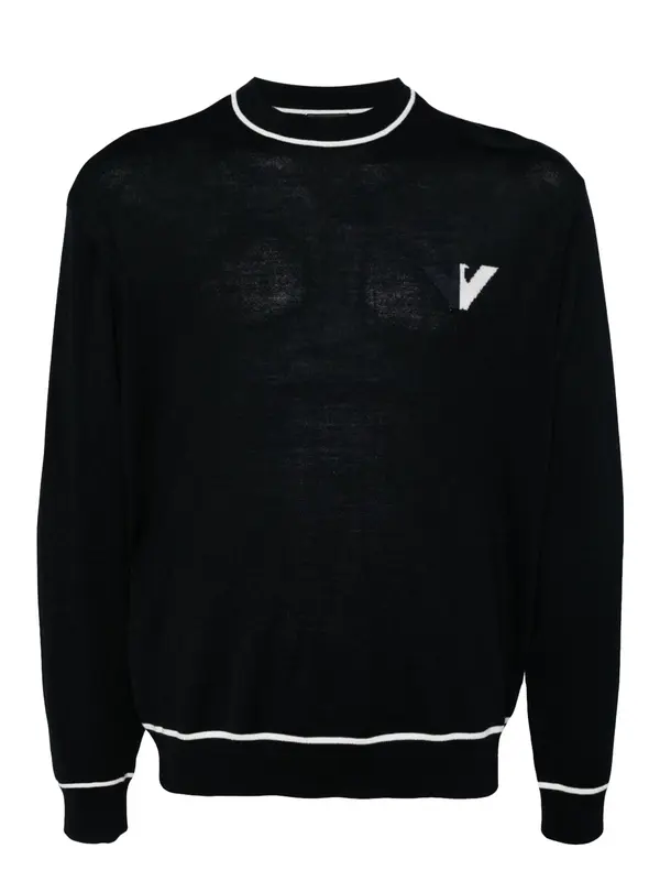 Emporio Armani Logo-jacquard Sweater - Blue