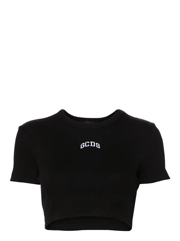 Gcds Logo Cropped T-shirt - Black