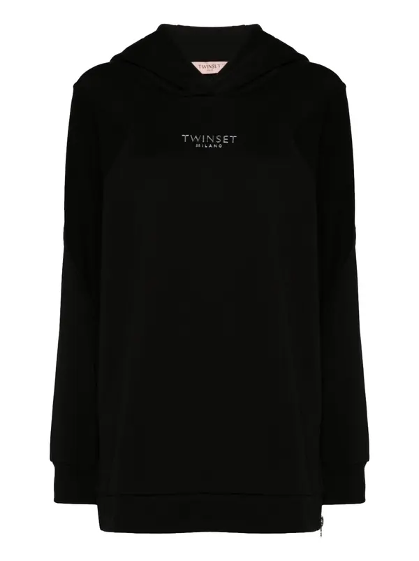 TWINSET Logo Lettering Hoodie - Black
