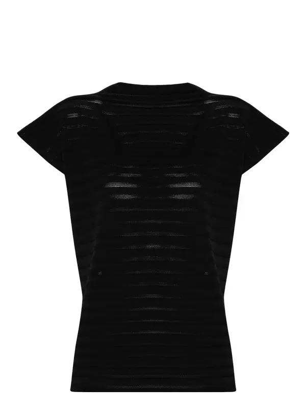 Issey Miyake Mesh Knitted Top - Black